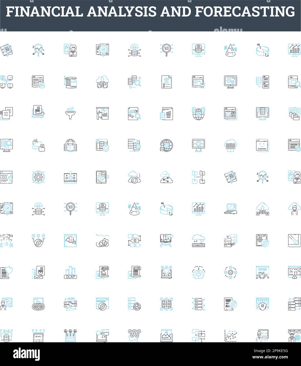 Financial analysis and forecasting vector line icons set. Financial ... Financial analysis and forecasting vector line icons set. Financial ...
