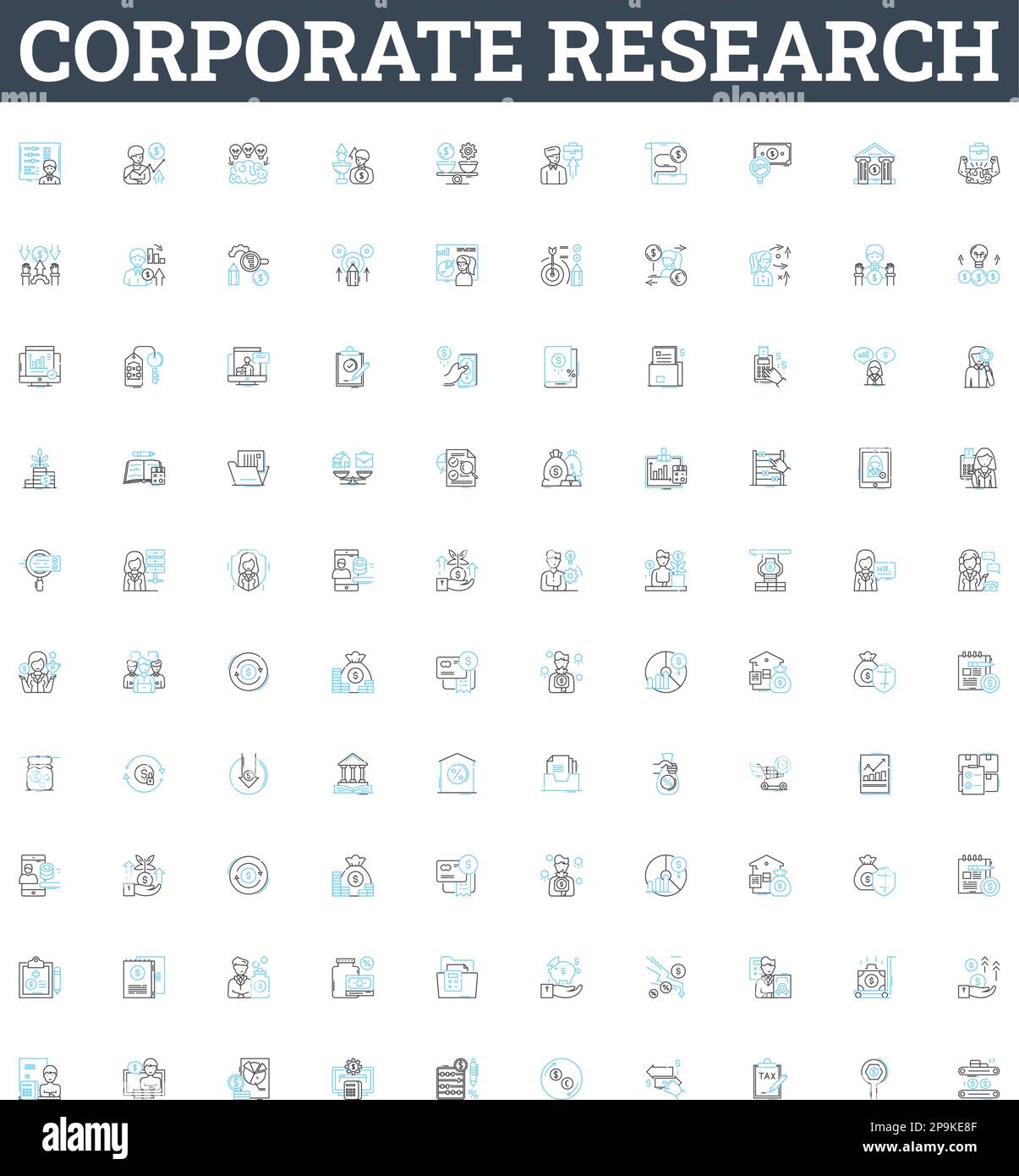 Corporate research vector line icons set. Corporate, research, analysis, business, market ...