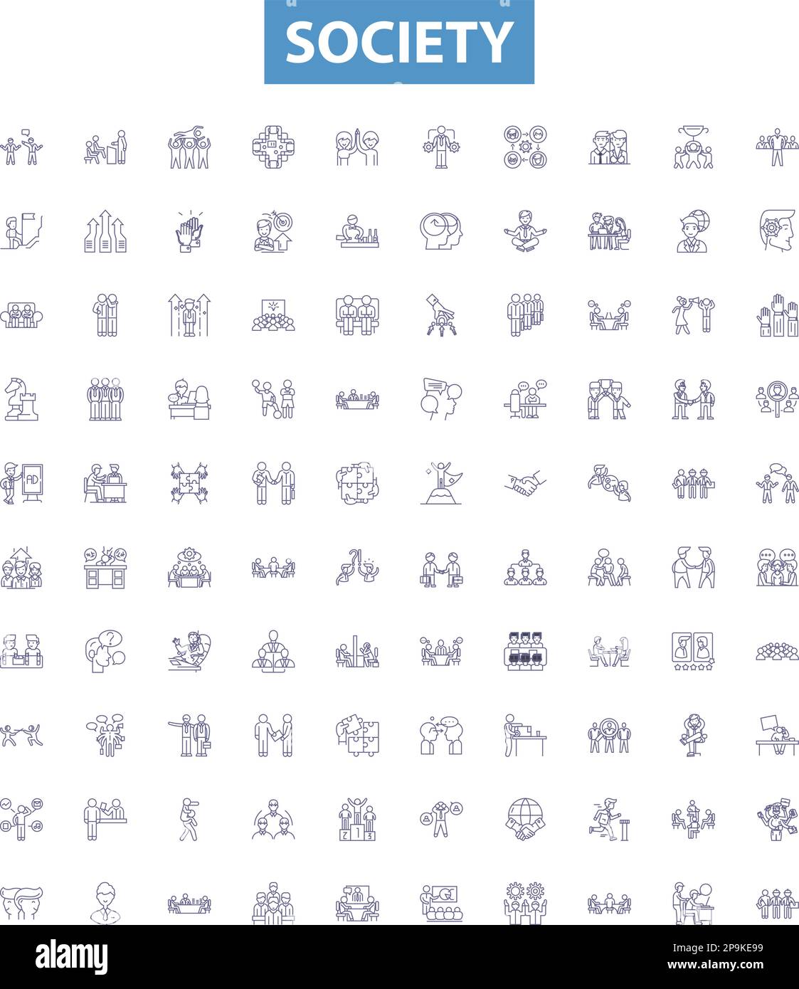 Society line icons, signs set. Society, community, culture, people ...