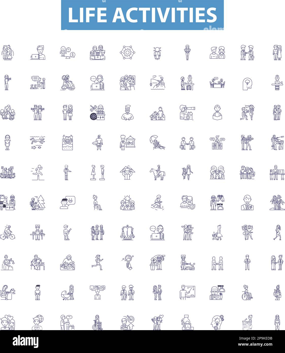 Life activities line icons, signs set. Existence, Survival, Living ...