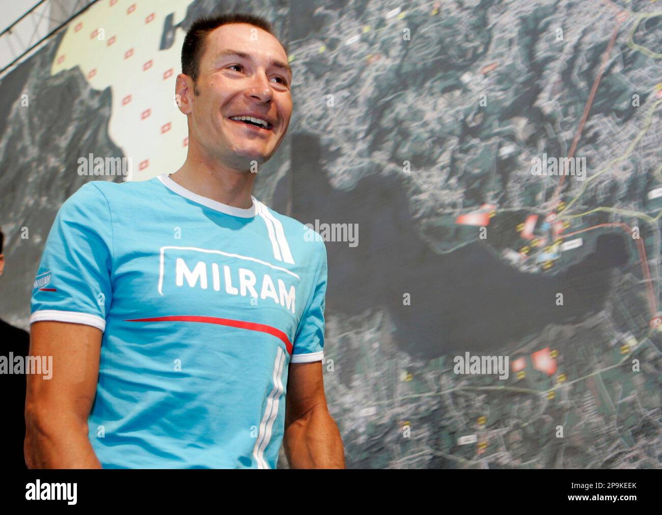 Germany's Erik Zabel arrives at a press conference, at the road World ...