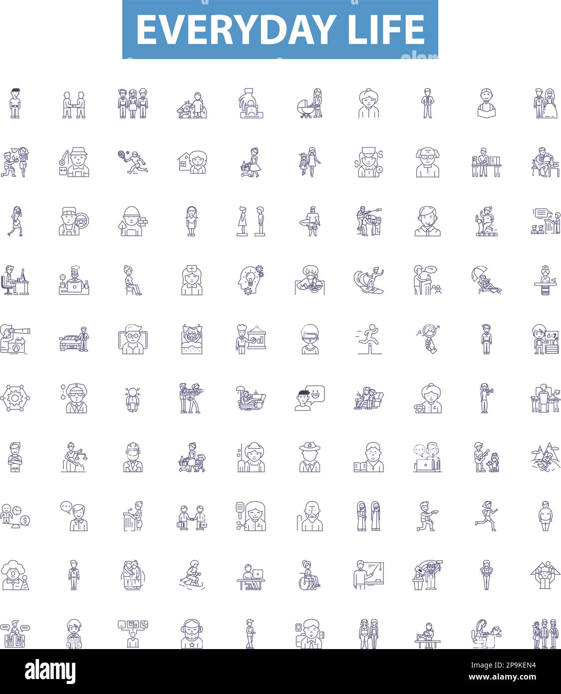 Everyday life line icons, signs set. StandardizeDaily, Routines ...