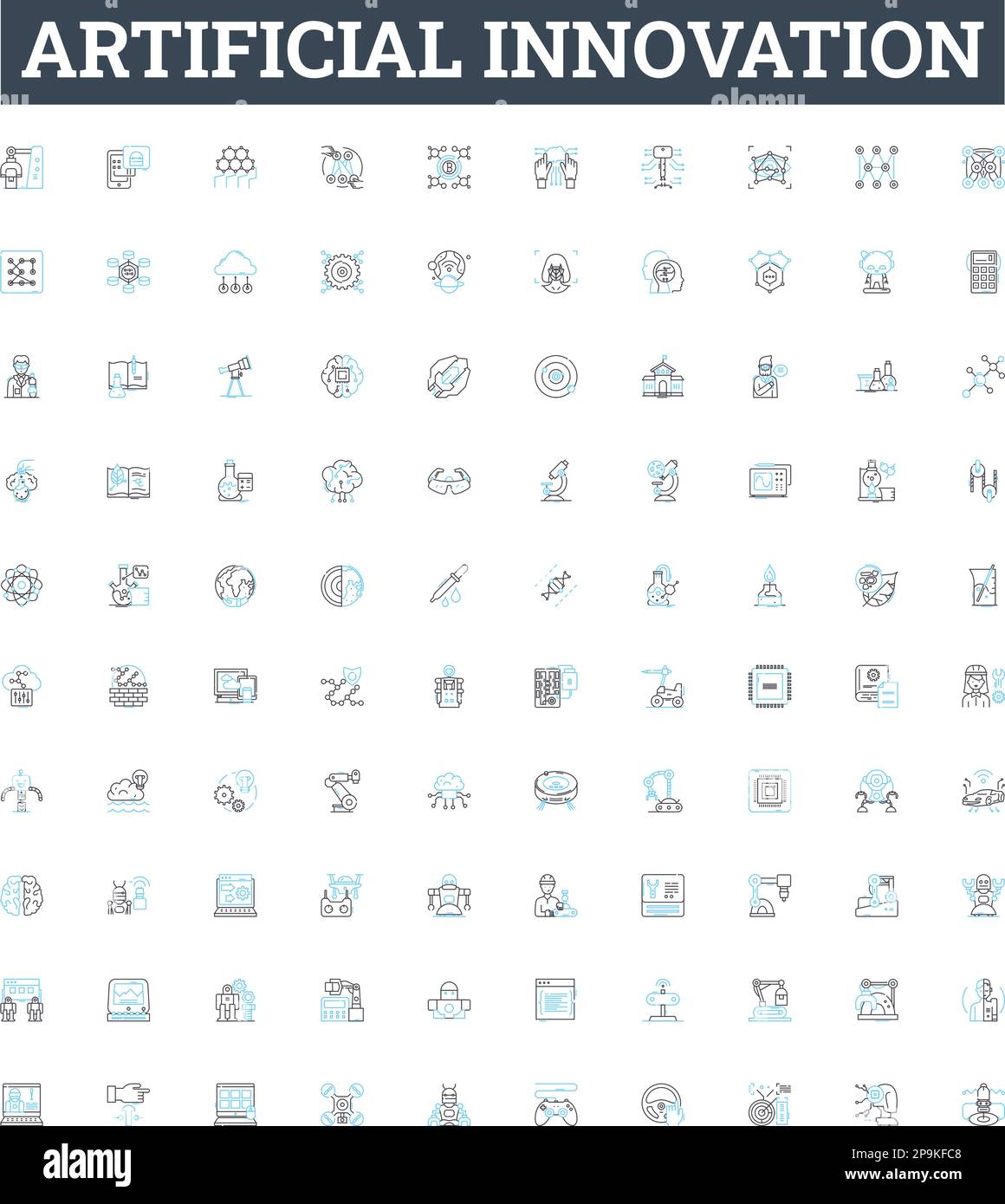 Artificial innovation vector line icons set. AI, Robotics, Automation ... Artificial innovation vector line icons set. AI, Robotics, Automation ...