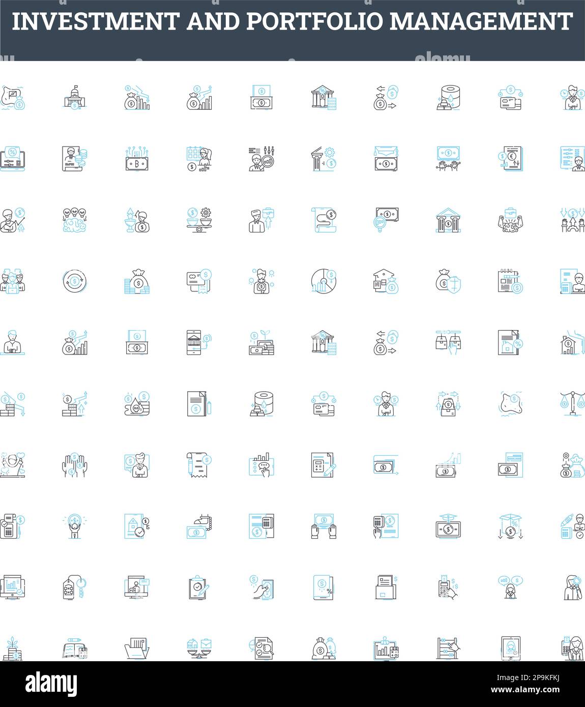 Investment and portfolio management vector line icons set. Investment ...