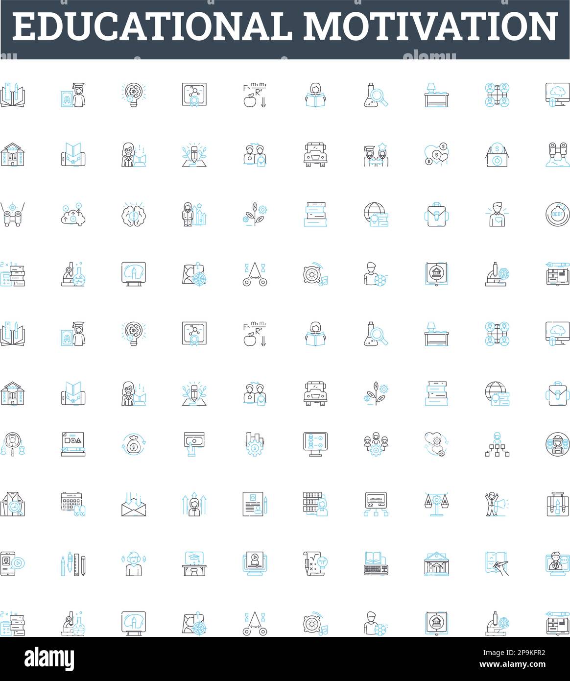 Educational motivation vector line icons set. Learning, Inspiration ... Educational motivation vector line icons set. Learning, Inspiration ...