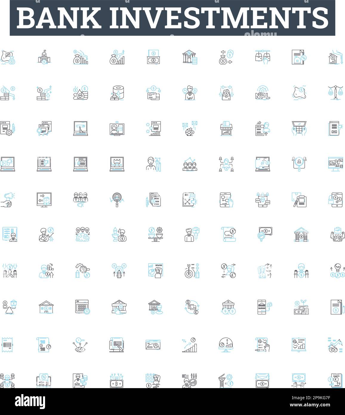 Bank investments vector line icons set. Savings, Stocks, Bonds, Mutual ...