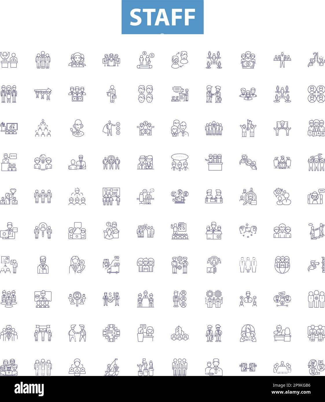 Staff line icons, signs set. Employees, Crew, Personnel, Workers, Team ...
