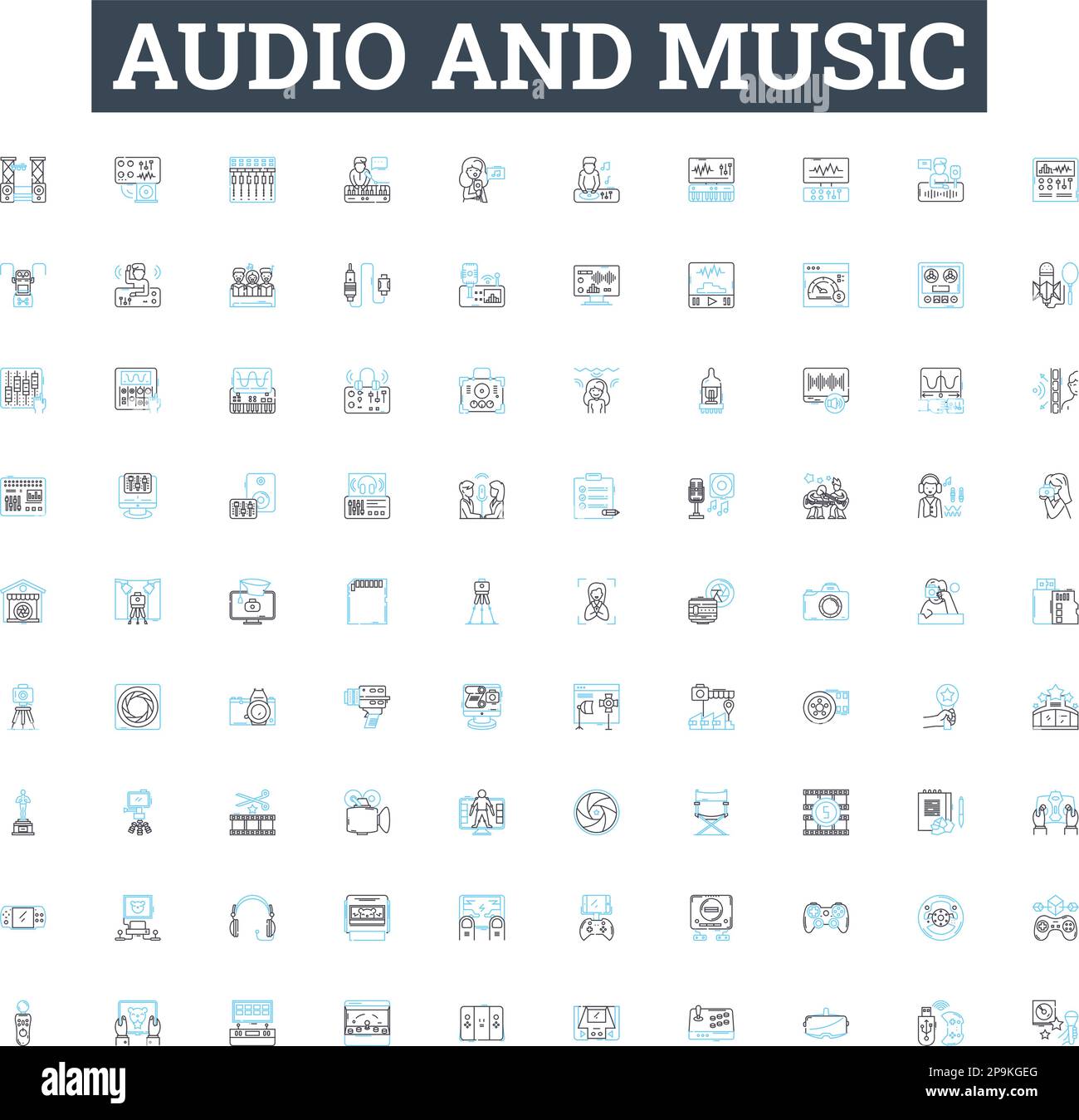 Audio and music vector line icons set. Music, Audio, Sound, Melody ...