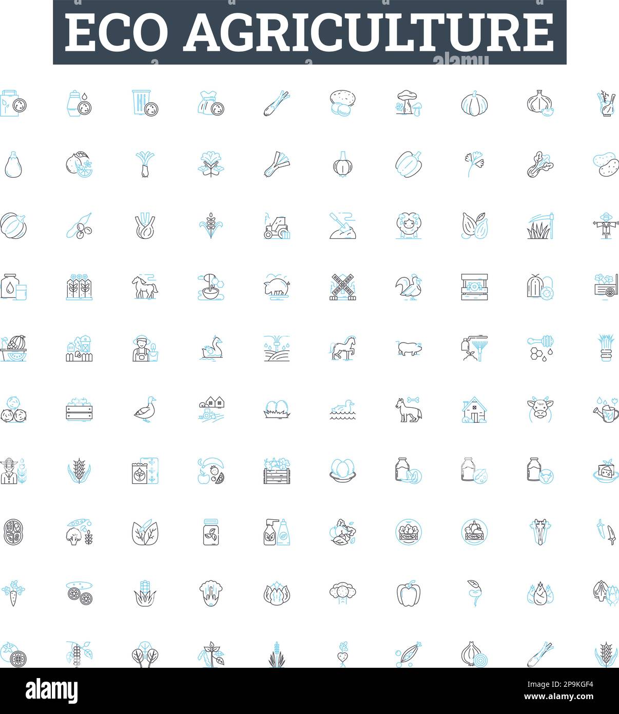 Eco agriculture vector line icons set. Organic, Sustainable, Renewable ...