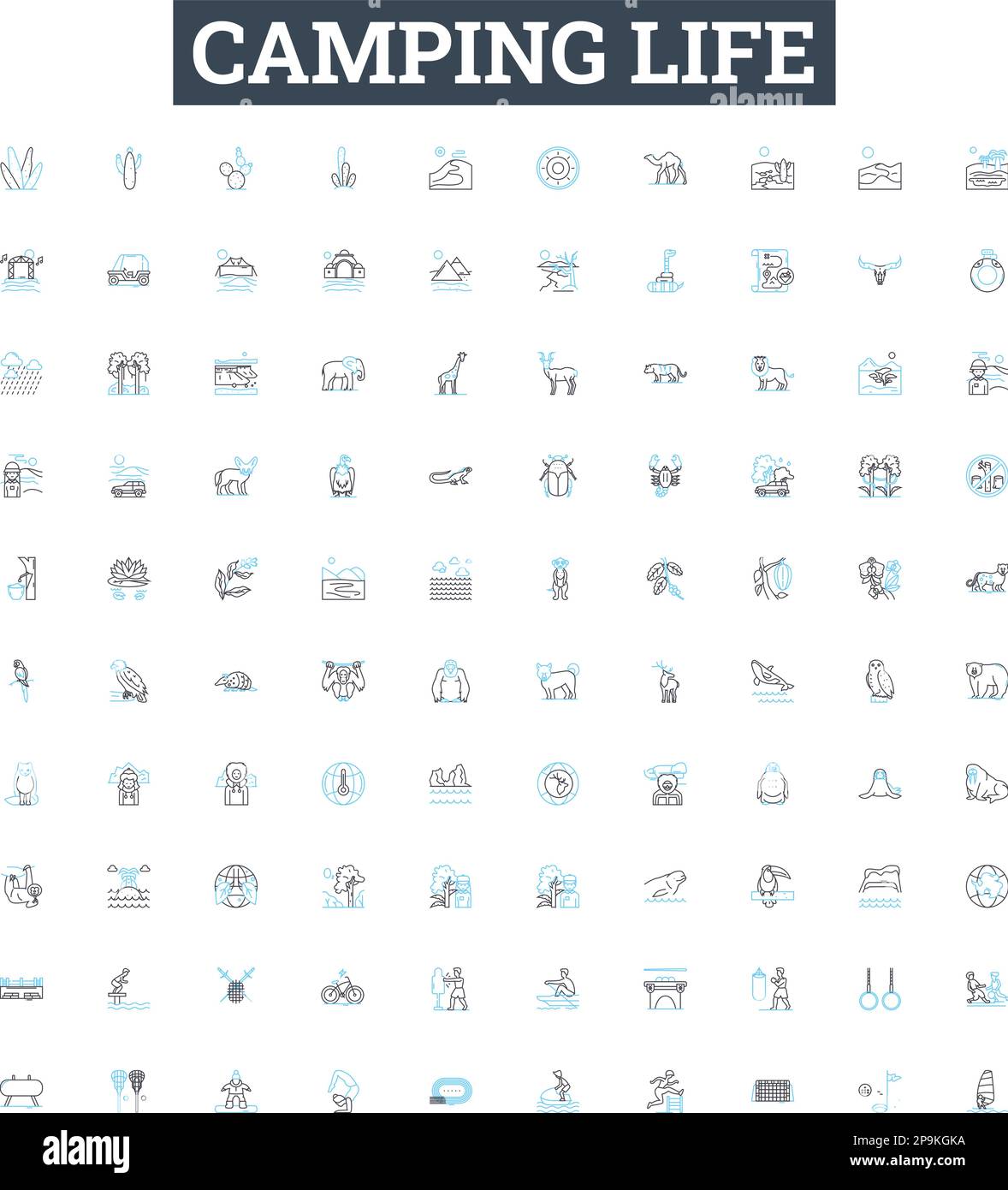 Camping life vector line icons set. Camping, Life, Outdoors, Tent ...