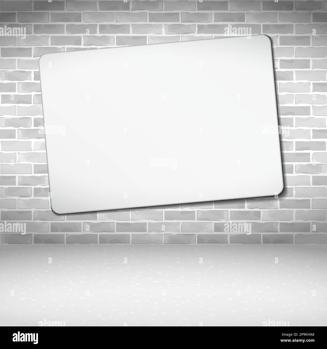 Blank white banner on brick wall, vector eps10 illustration Stock ...