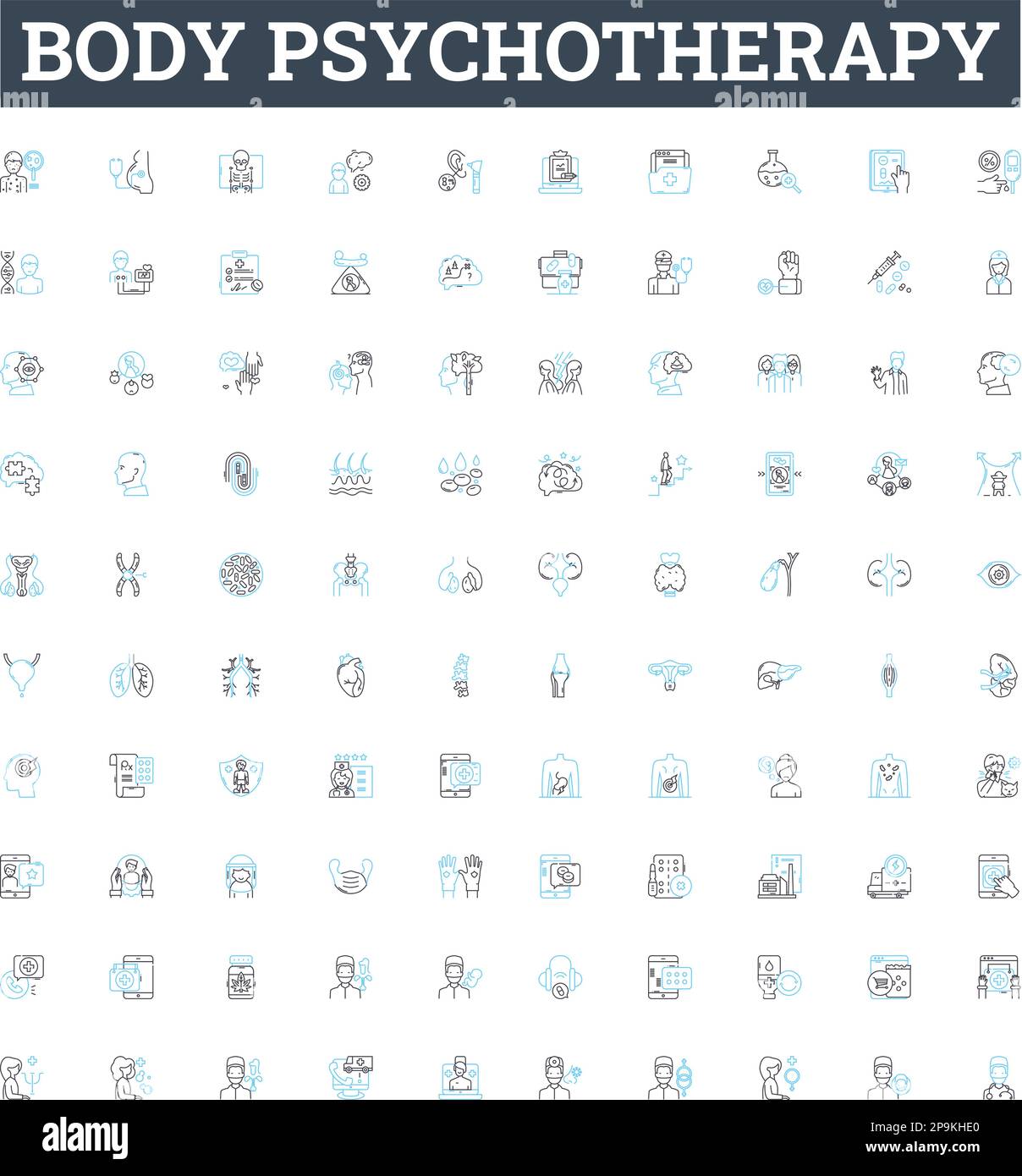 Body psychotherapy vector line icons set. Bodywork, Psychotherapy ...