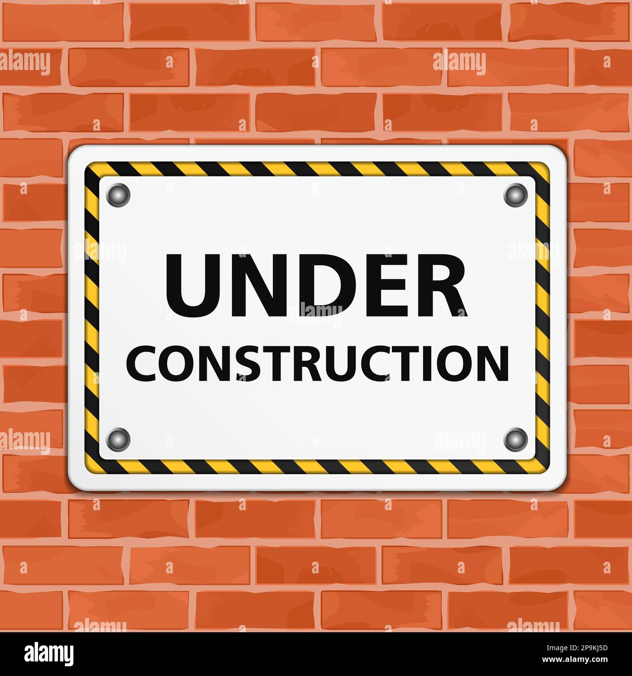 Under construction sign on brick wall, vector eps10 illustration Stock ...