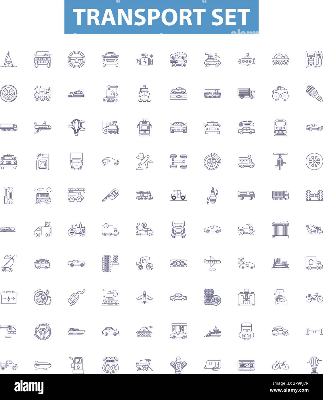 Transport set outline icons collection. Transport, Set, Vehicles ...