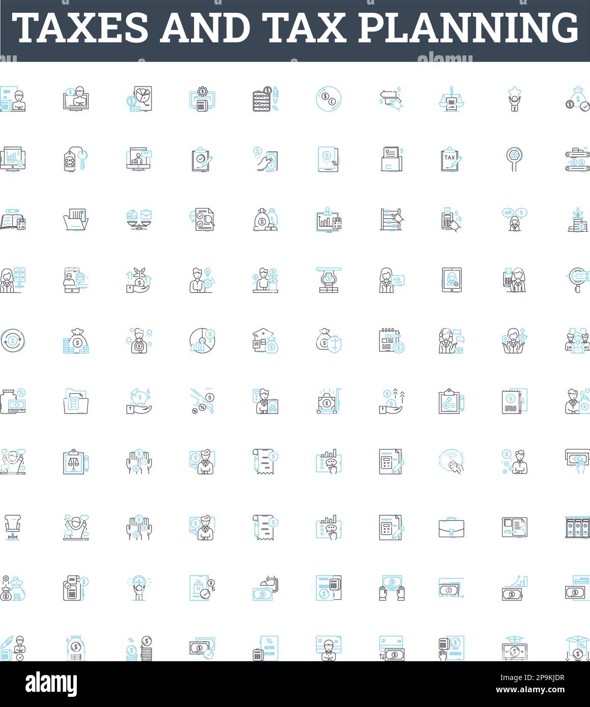 Taxes and tax planning vector line icons set. Taxes, Taxation, Taxation ...