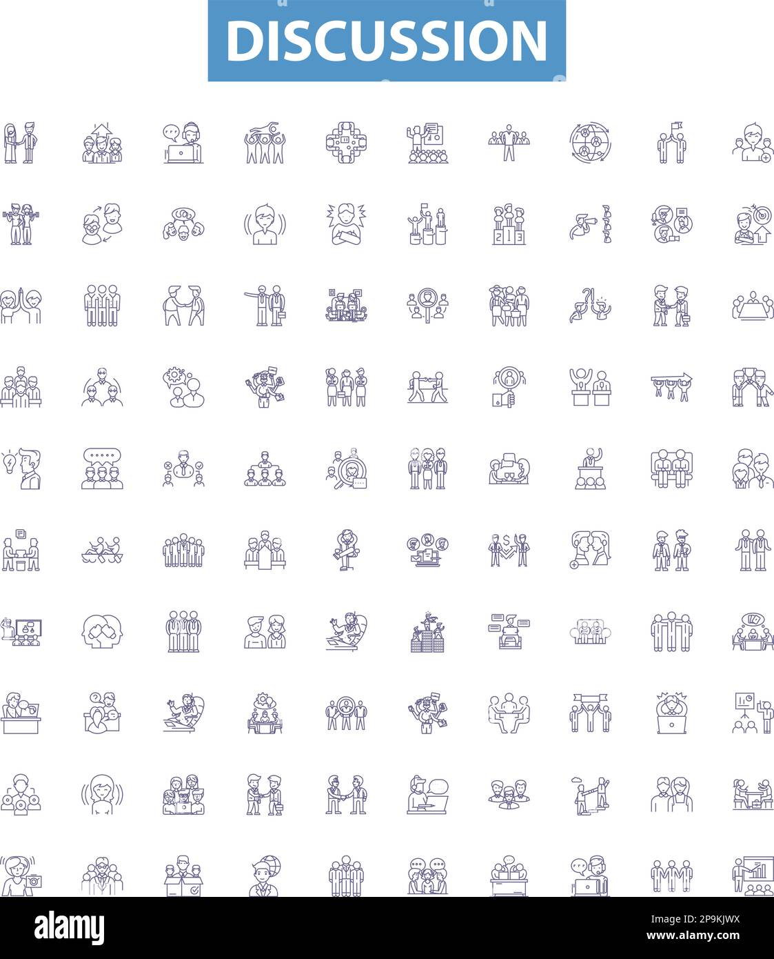 Discussion line icons, signs set. Debate, Dialogue, Disagreement, Talk ...