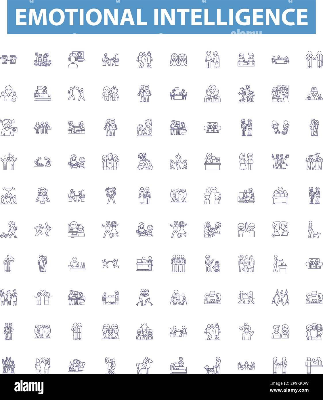 Emotional intelligence line icons, signs set. Affective, Sensitivity ...