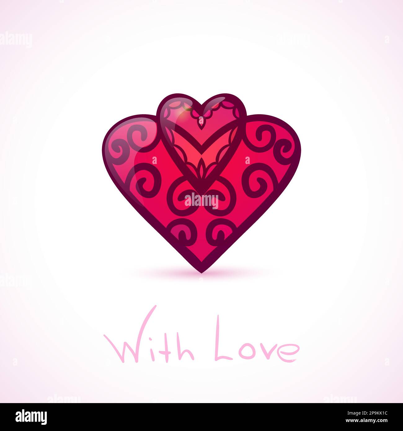 With love, Greeting card with heart, Vector illustration Stock Vector ...