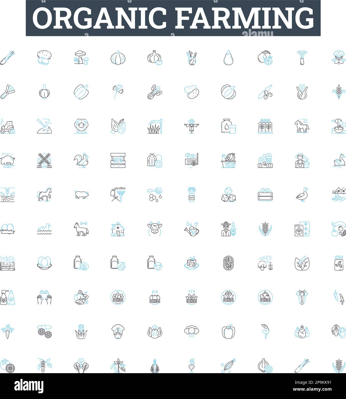 Organic farming vector line icons set. Organic, Farming, Agriculture ...