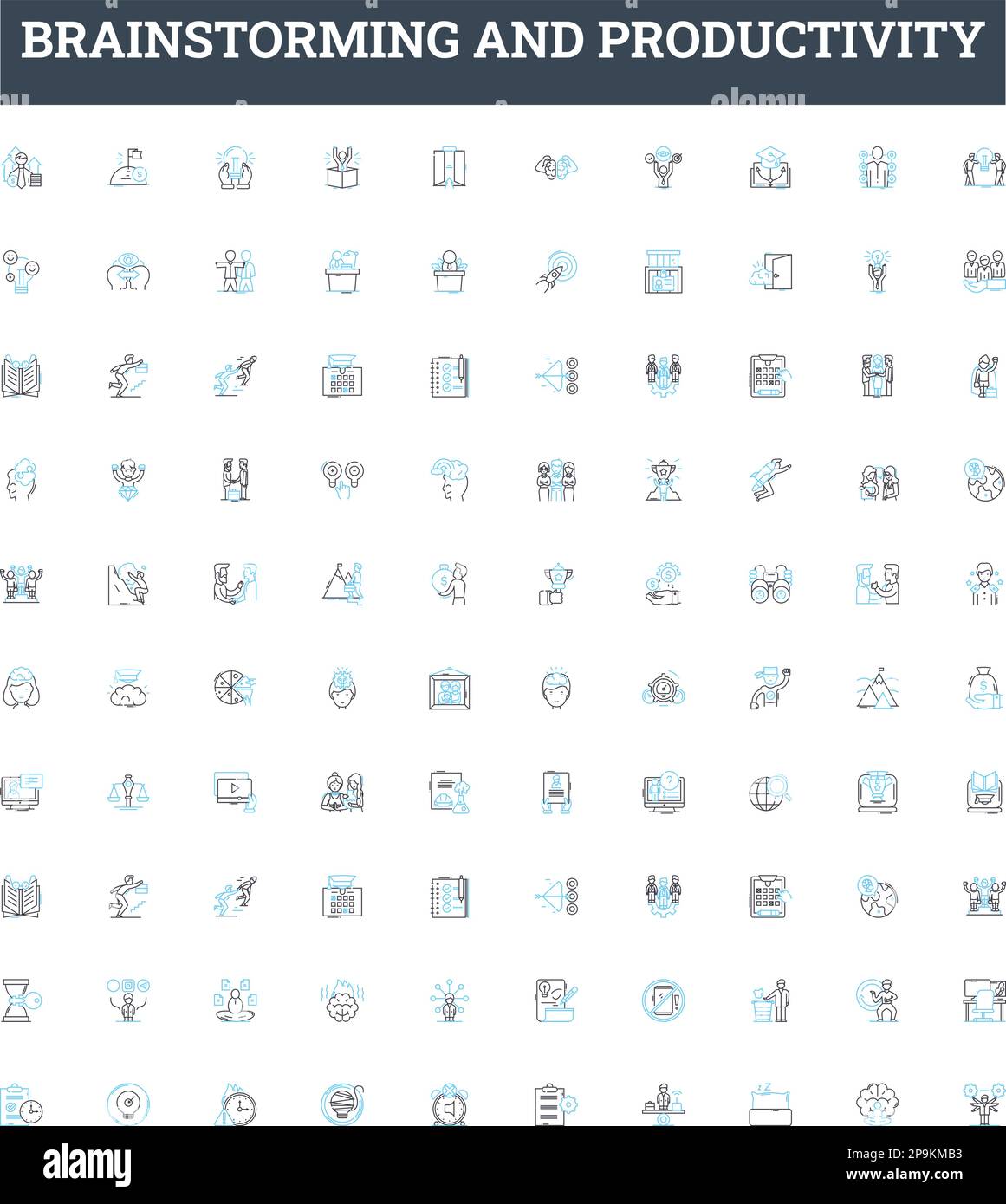Brainstorming and productivity vector line icons set. Brainstorming, Productivity, Planning ...