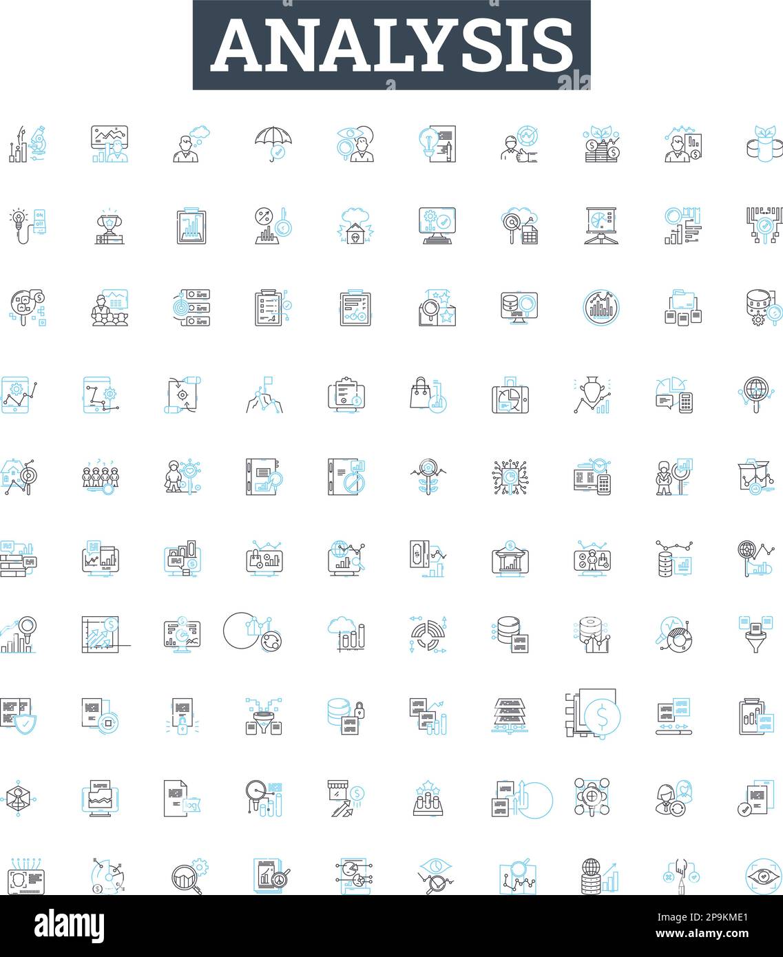 Analysis vector line icons set. Analyze, Analyzing, Examining, Studying ...