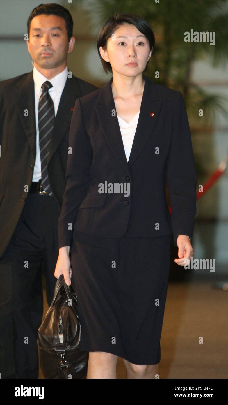 Newly named Population and Gender Equality Minister Yuko Obuchi arrives ...