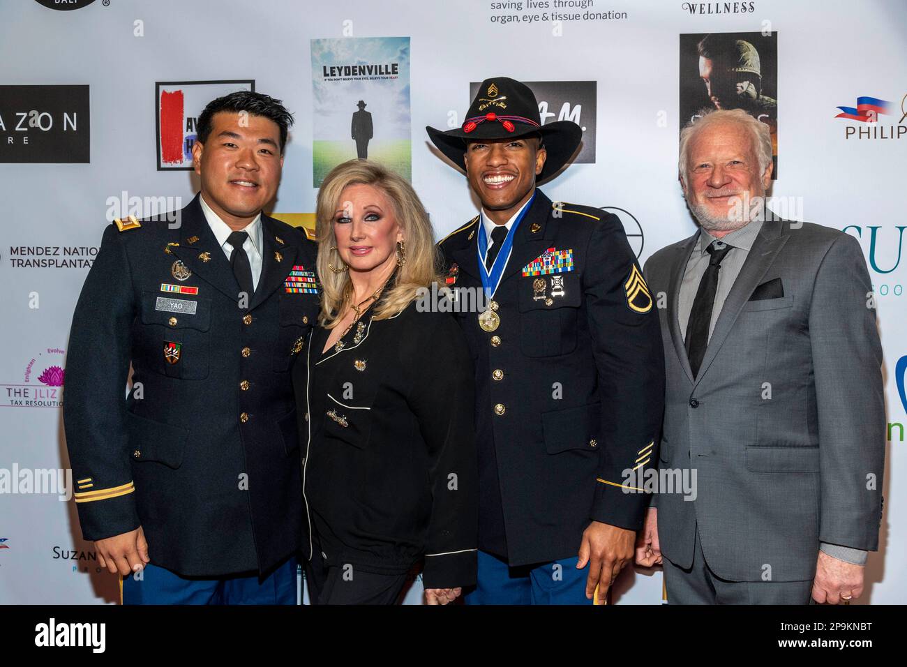 Actress Morgan Fairchild and Actor Donny Most with army veterans attend ...