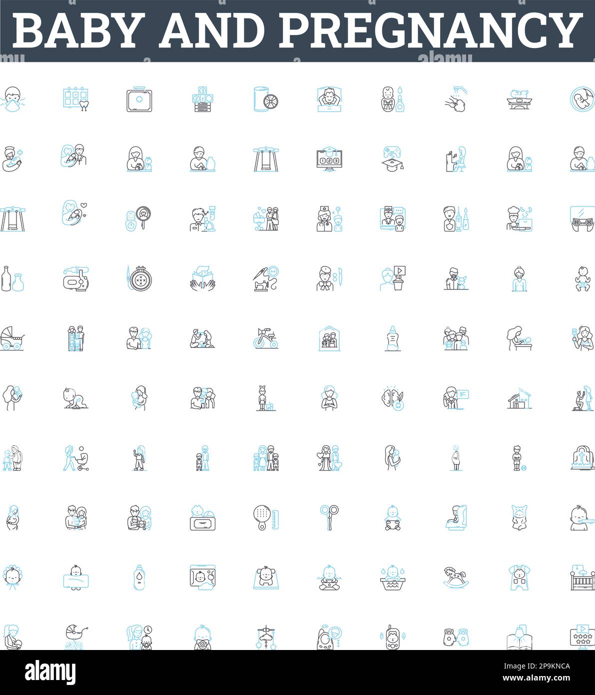 Baby and pregnancy vector line icons set. Infant, Maternity, Nurturing ...