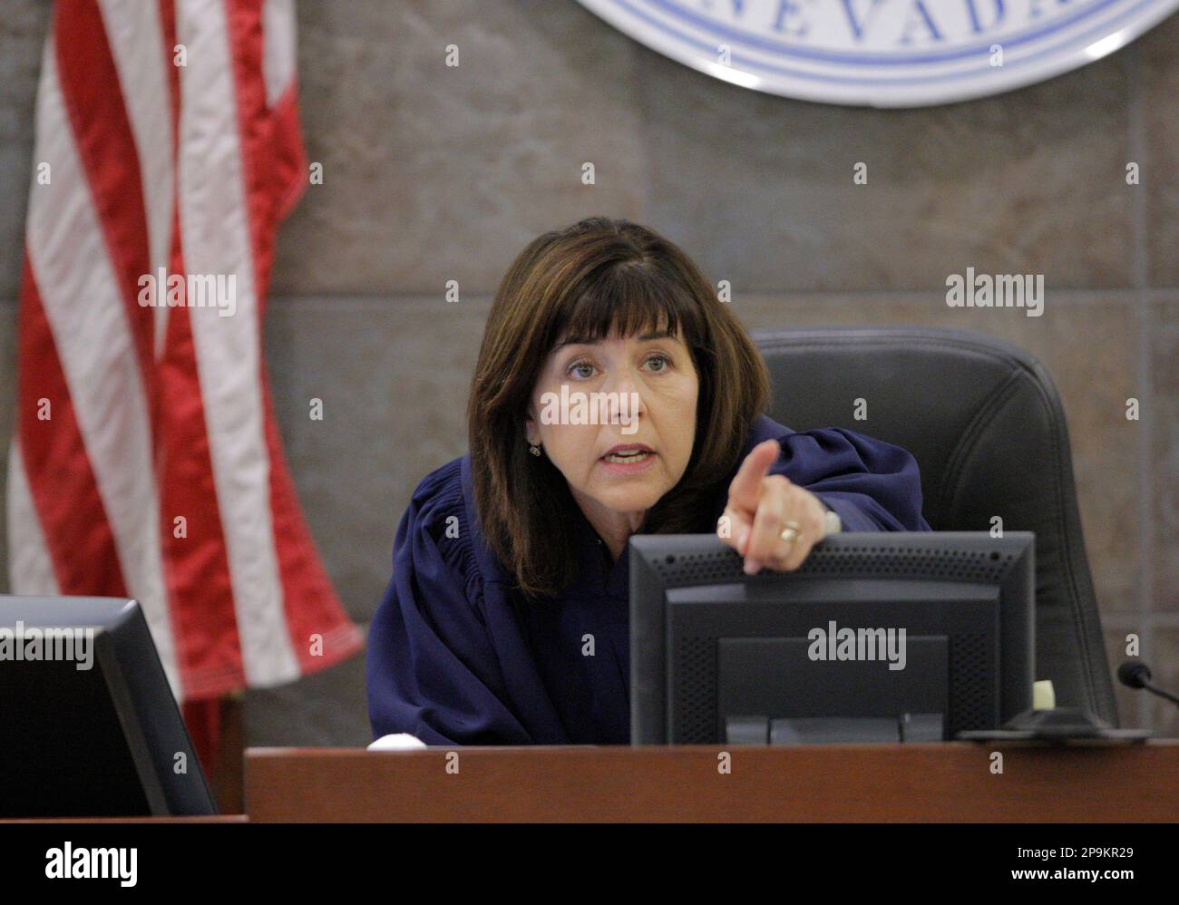 Judge Jackie Glass gestures during O.J. Simpson's trial Tuesday, Sept ...