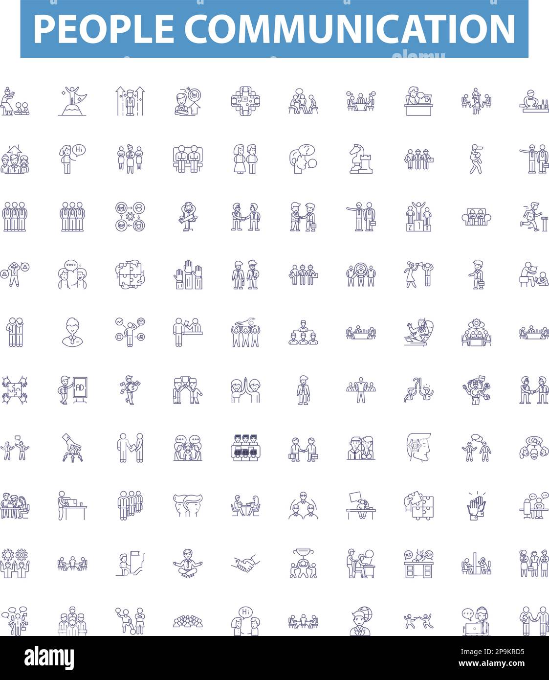 People communication line icons, signs set. Dialog, Chatting ...