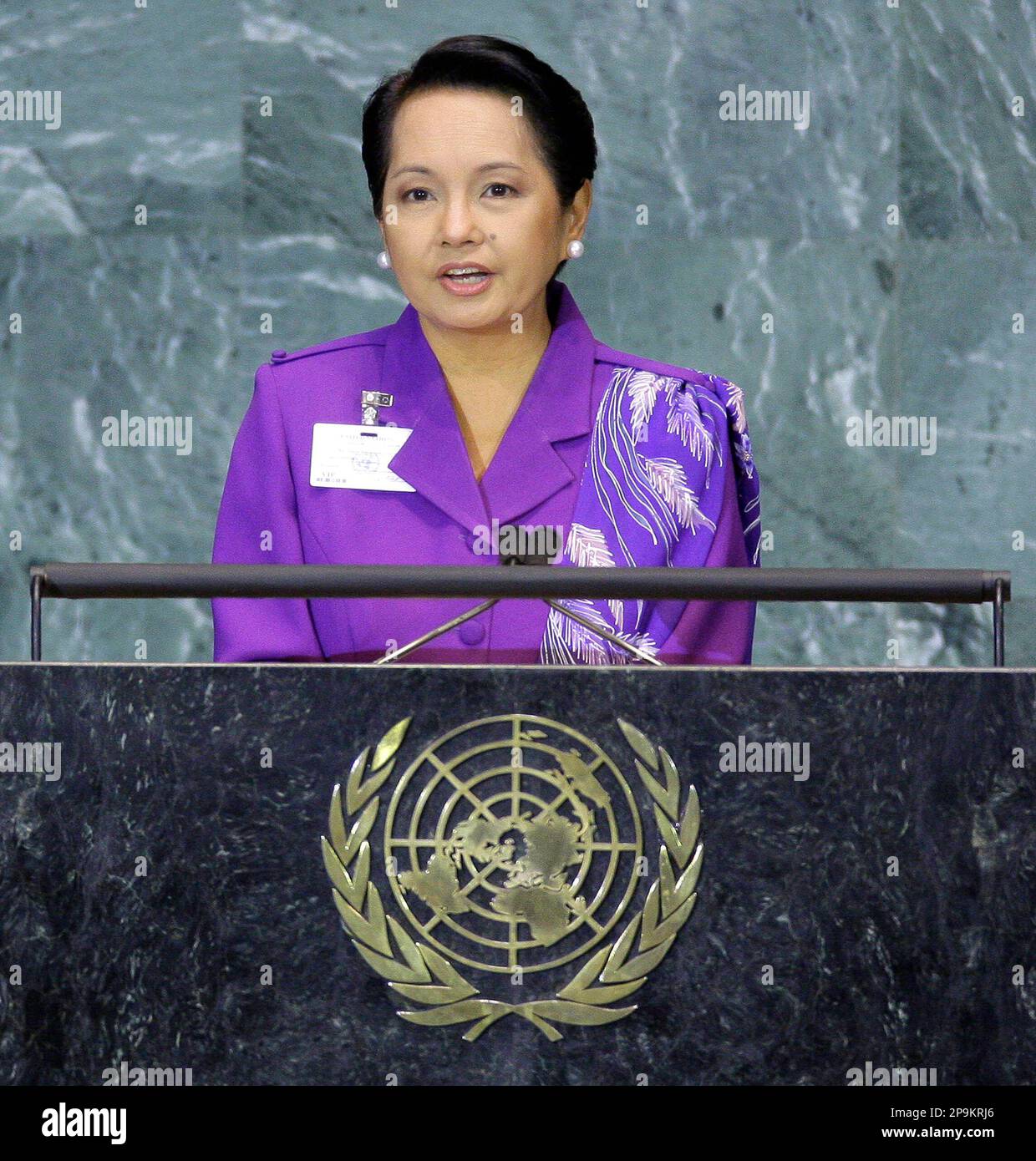 Gloria Macapagal Arroyo, president of the Philippines, speaks during ...