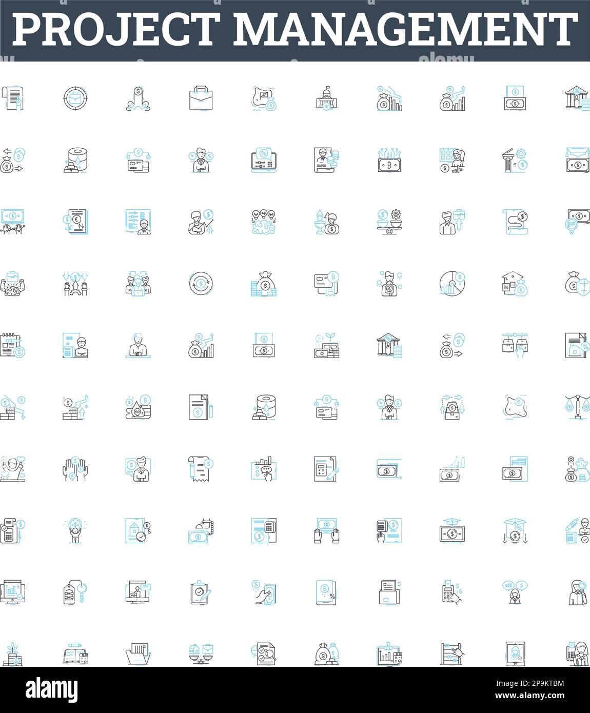 Project management vector line icons set. Planning, Managing ... Project management vector line icons set. Planning, Managing ...
