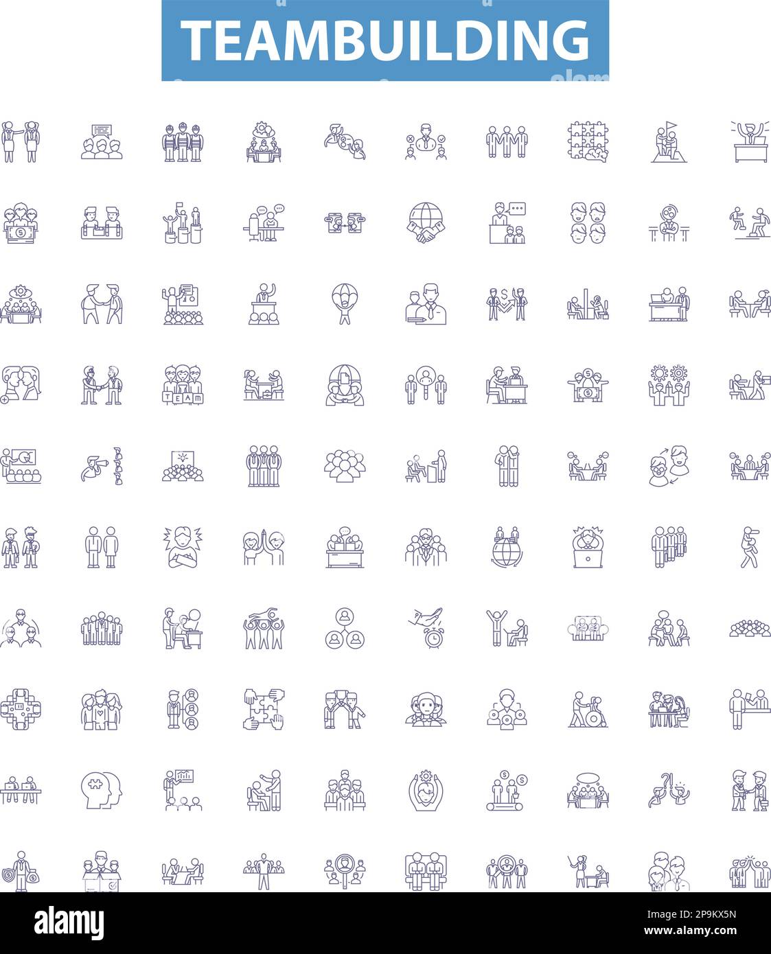 Teambuilding line icons, signs set. Teamwork, Cooperative ...