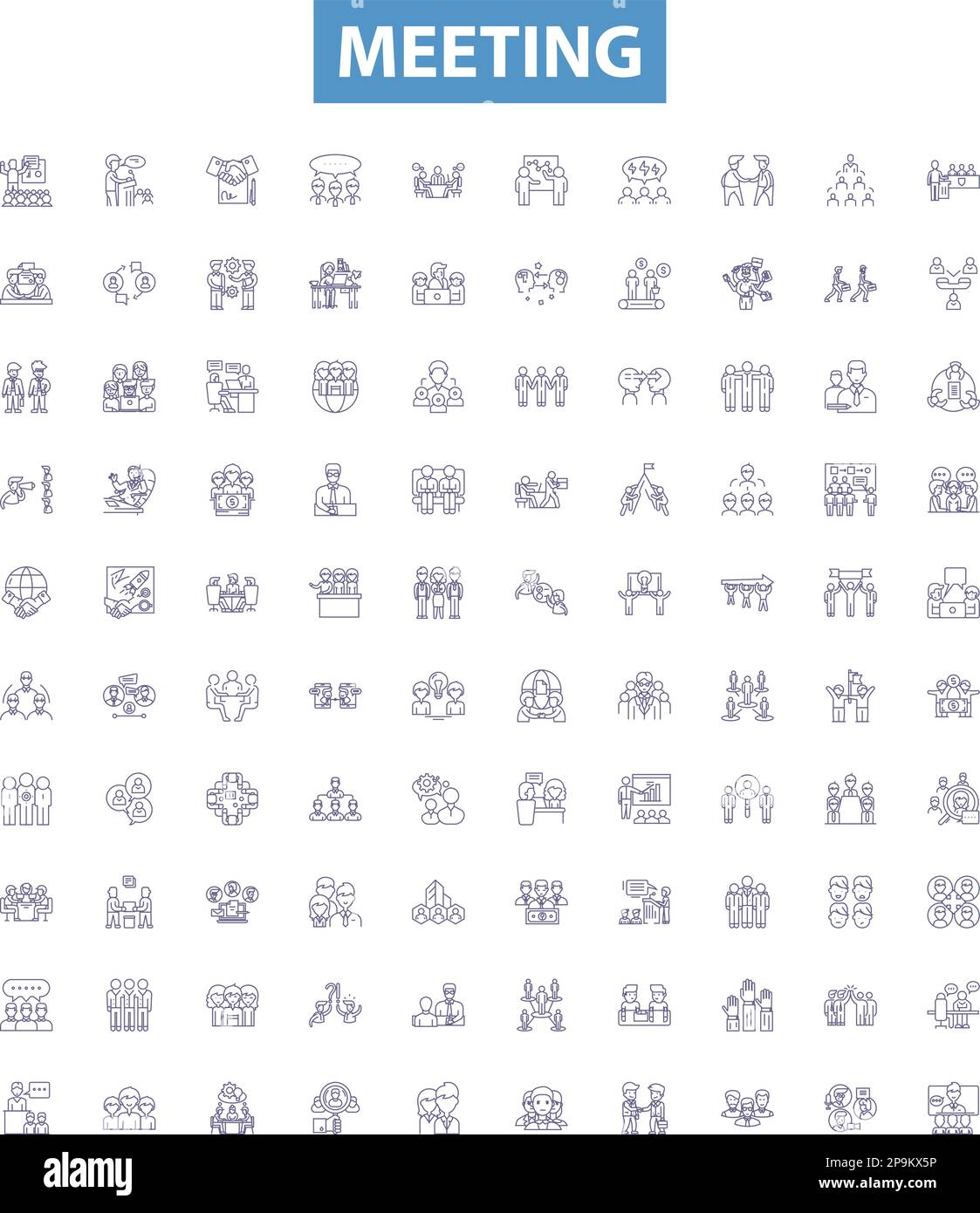 Meeting line icons, signs set. Gathering, Conclave, Conference, Reunion ...