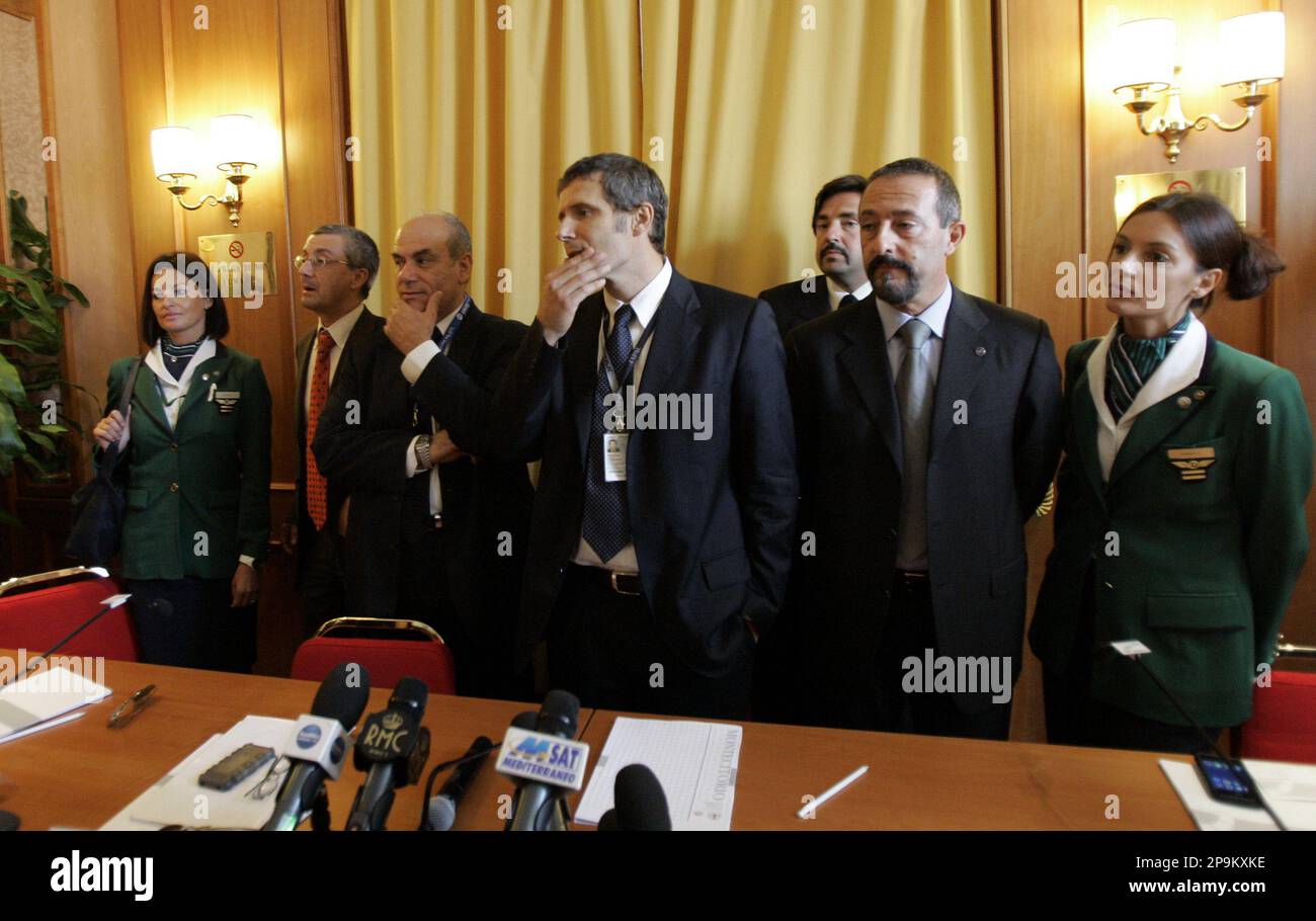 Unione Piloti's Massimo Notaro, third from left, ANPAC's Fabio Berti ...