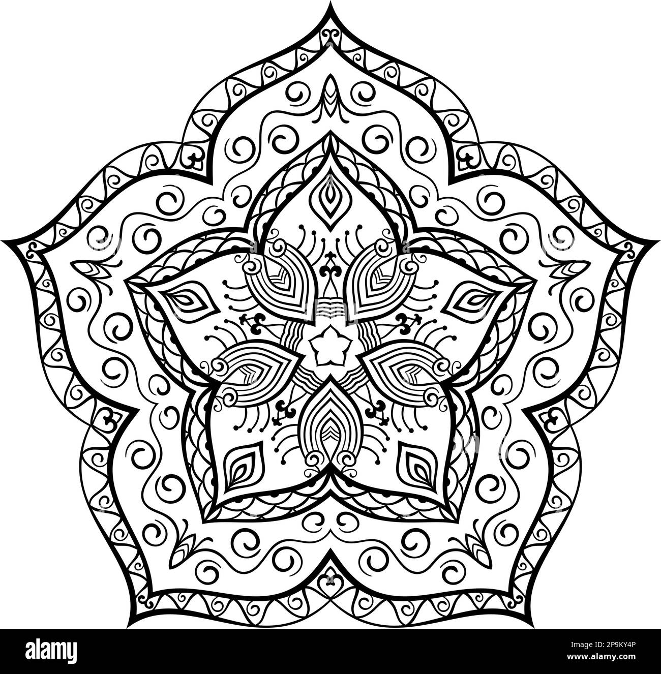 Round ornamental mandala for coloring book Isolated design element ...