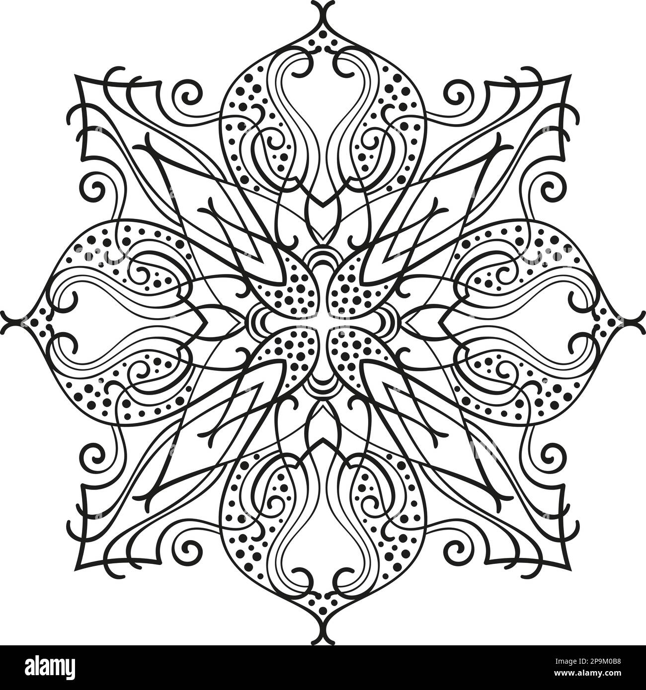 Square ornamental mandala, Isolated design element for coloring book ...