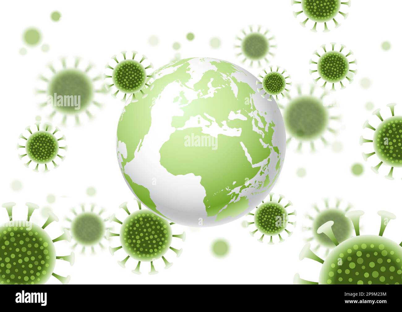 Abstract background with a world globe and virus cells design Stock ...