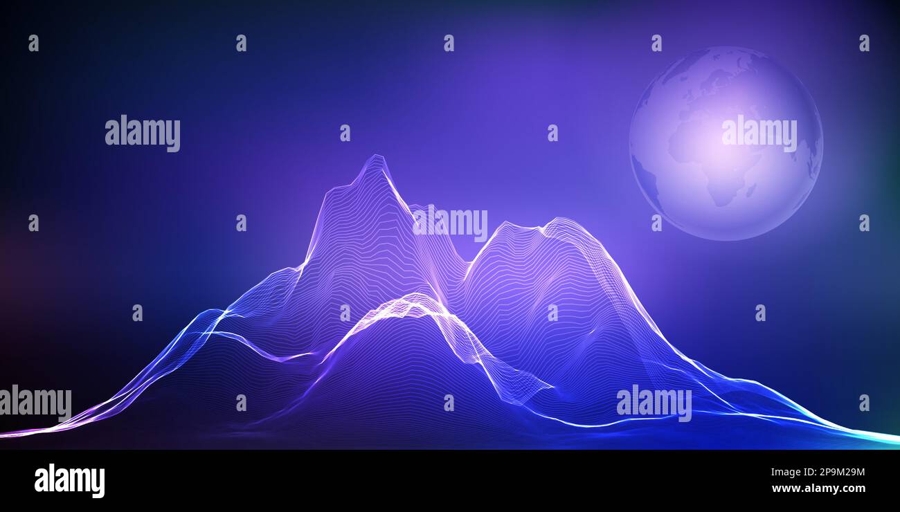 Abstract banner with earth and a wireframe landscape Stock Vector Image ...