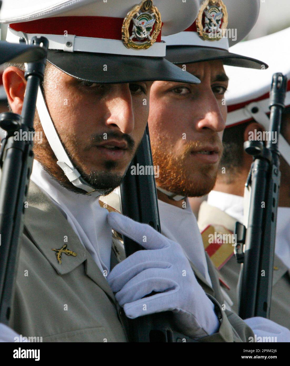 Members of the Iranian army march during a parade ceremony, marking the ...