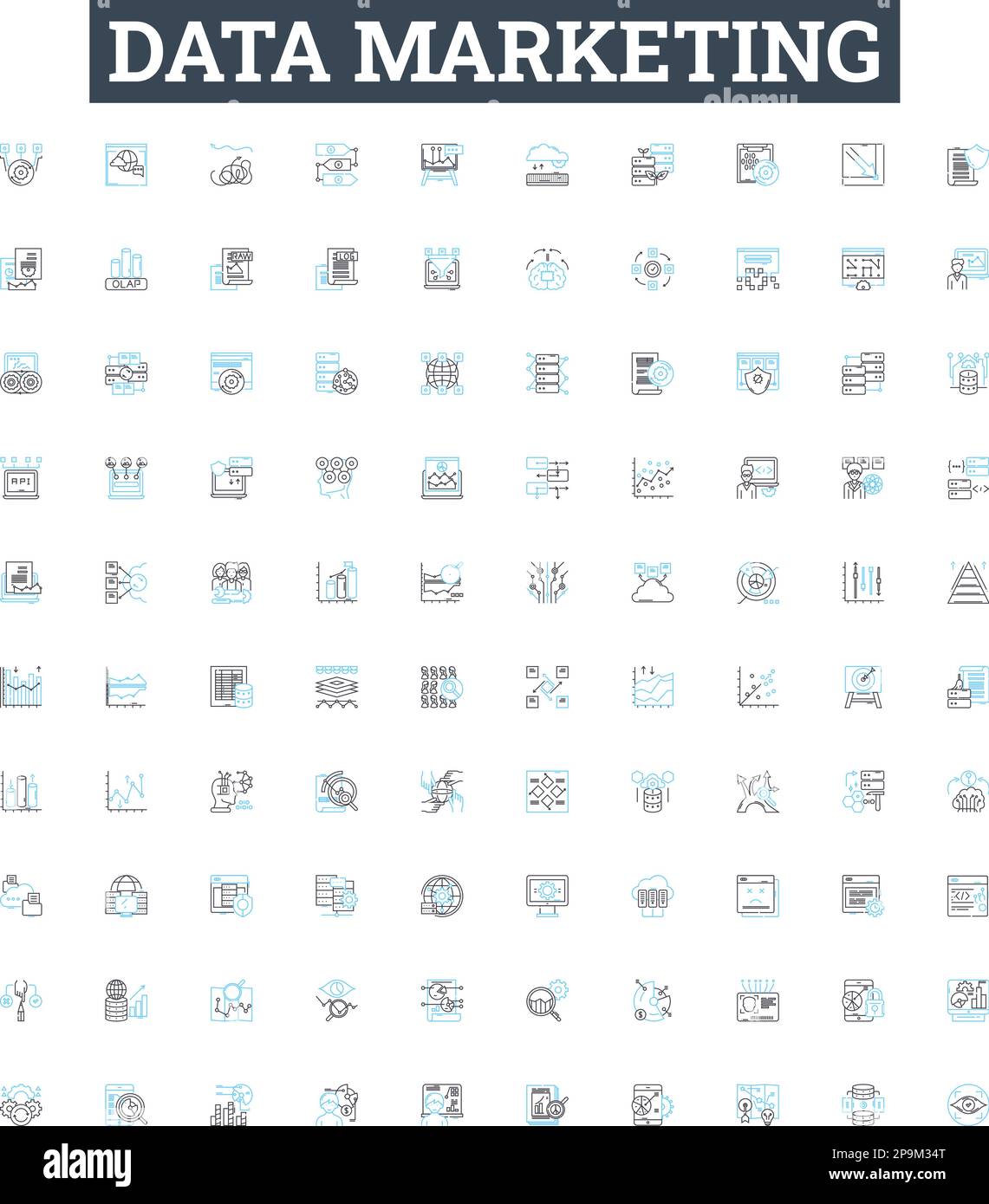 Data marketing vector line icons set. Data, Marketing, Analytics ...