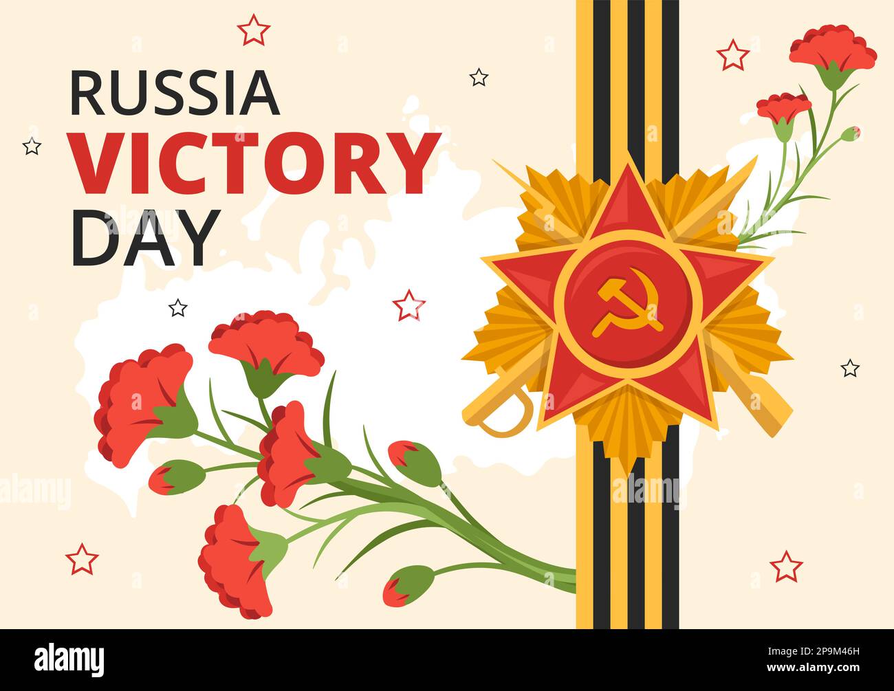 Russian Victory Day on May 9 Illustration with Medal Star Of The Hero ...