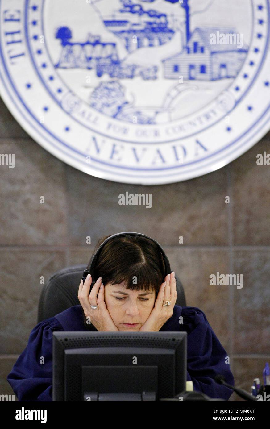 Judge Jackie Glass listens to recordings during O.J. Simpson's trial in ...