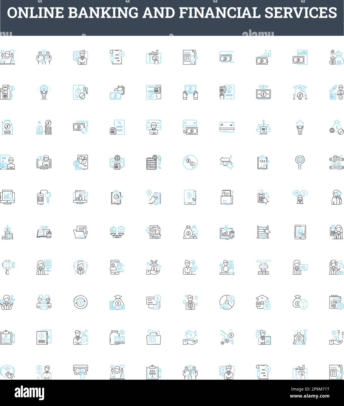 Online banking and financial services vector line icons set. Banking ...