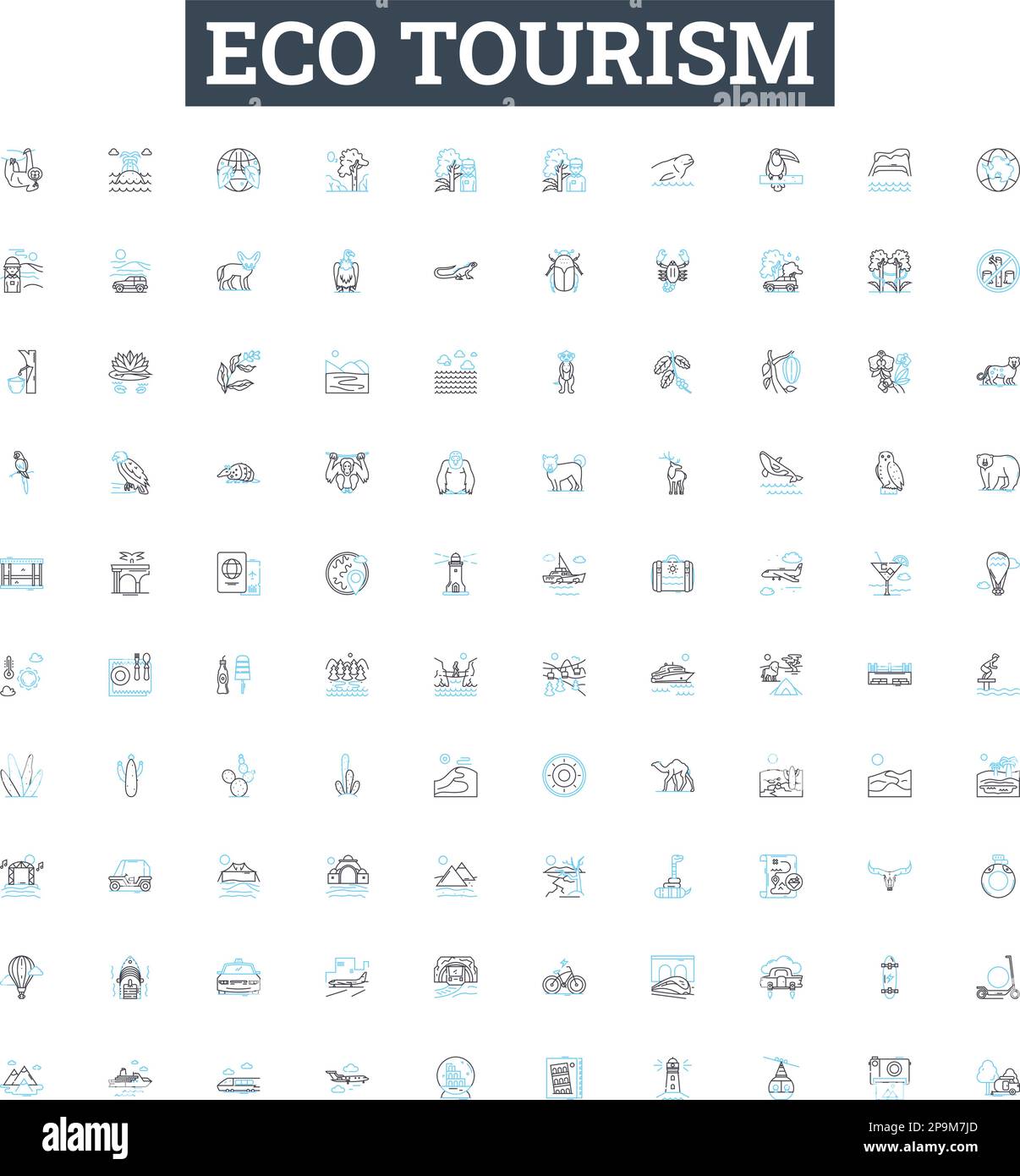 Eco tourism vector line icons set. Eco-tourism, conservation ...
