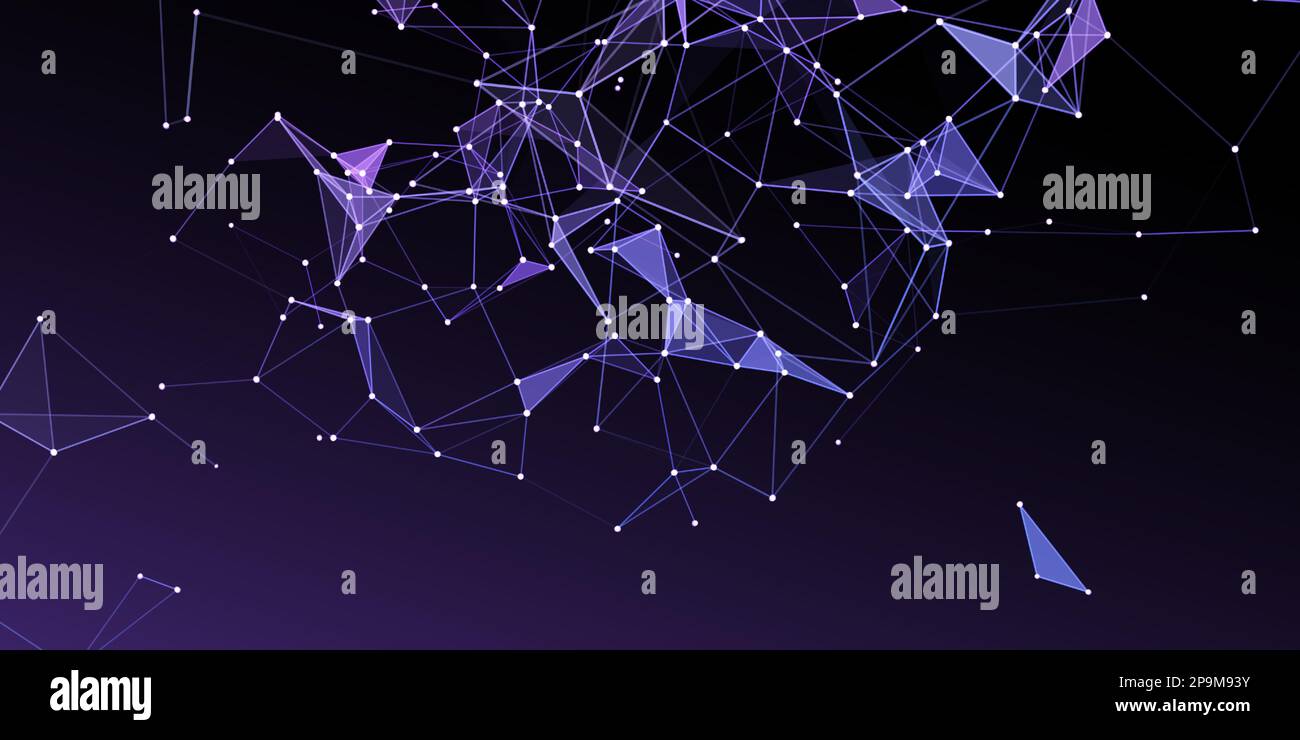 Abstract network communications banner with low poly design Stock ...
