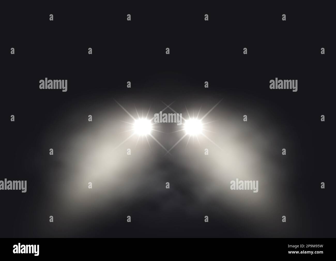 Car headlights in a foggy atmosphere design Stock Vector Image & Art ...