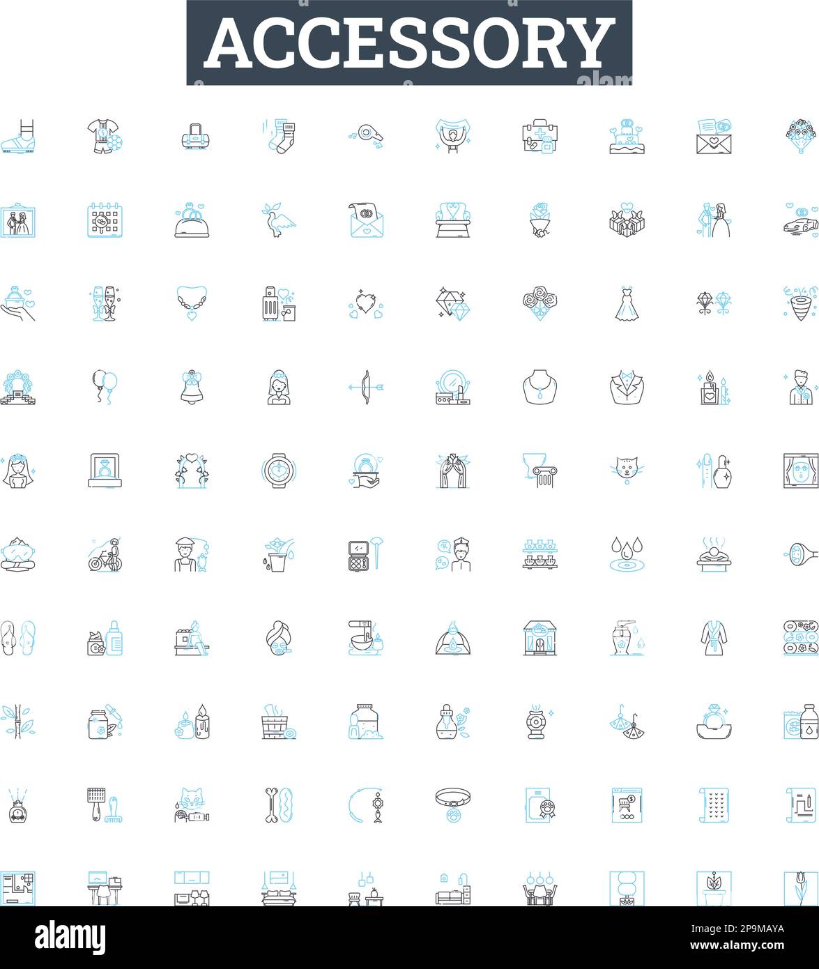 Accessory vector line icons set. Finery, trinkets, knick-knacks ...