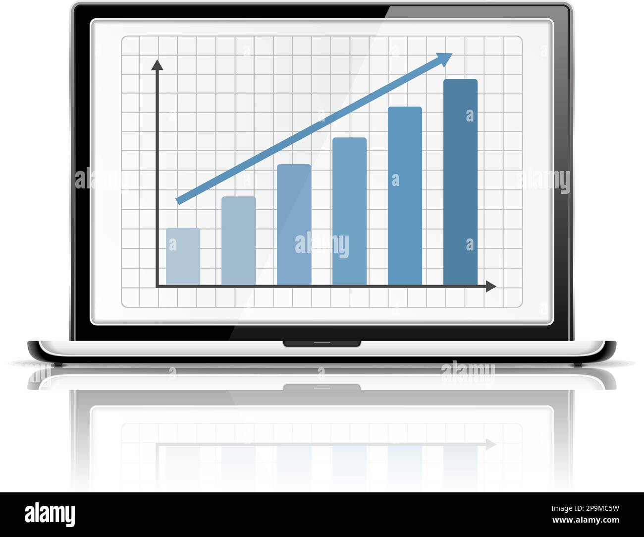 Blue graph in laptop, vector eps10 illustration Stock Vector Image ...