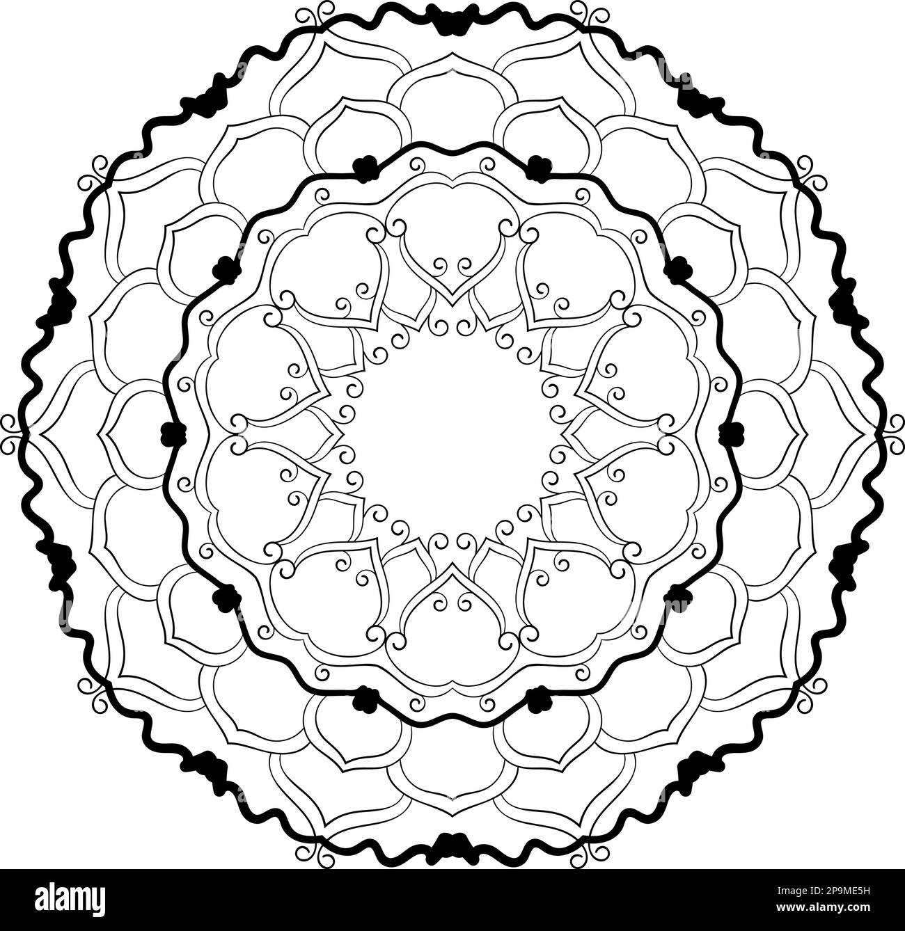 Round ornamental mandala for coloring book, Isolated design element ...